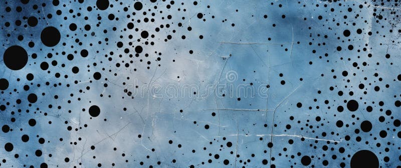 Abstract Weathered and Scratched Blue Paper with Black Dots Background ...