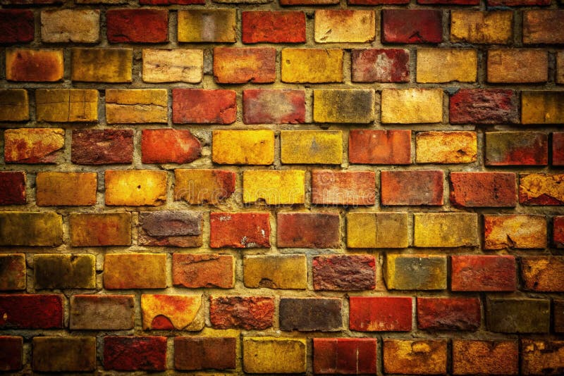 Abstract Weathered Texture of Stained Old Stucco with Brick Wall Stock ...