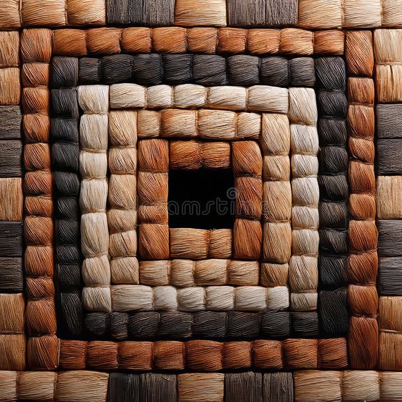Abstract Weave Pattern with Symmetrical Tan Squares and Centered Void Area Featuring Textured ...