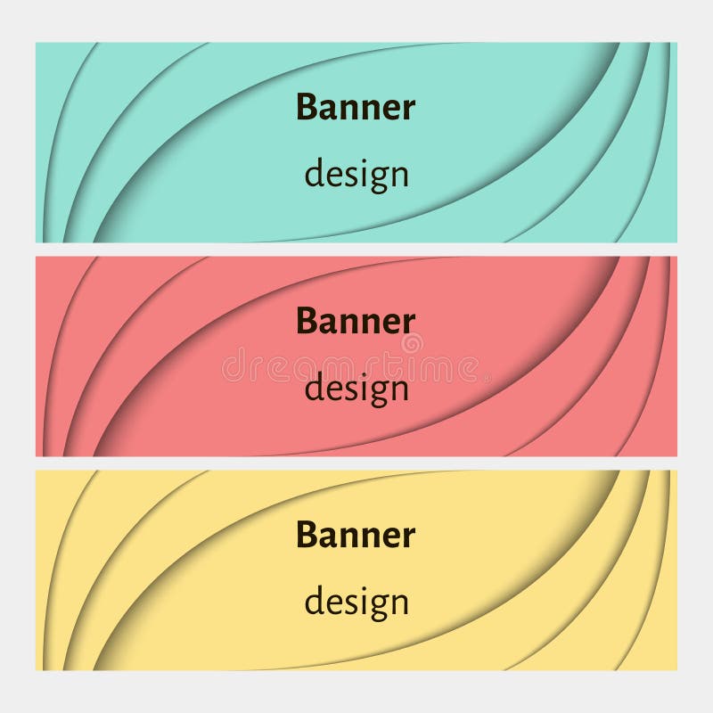 Abstract Web Banners Set with Curve Elements and Shadows. Stock Vector ...