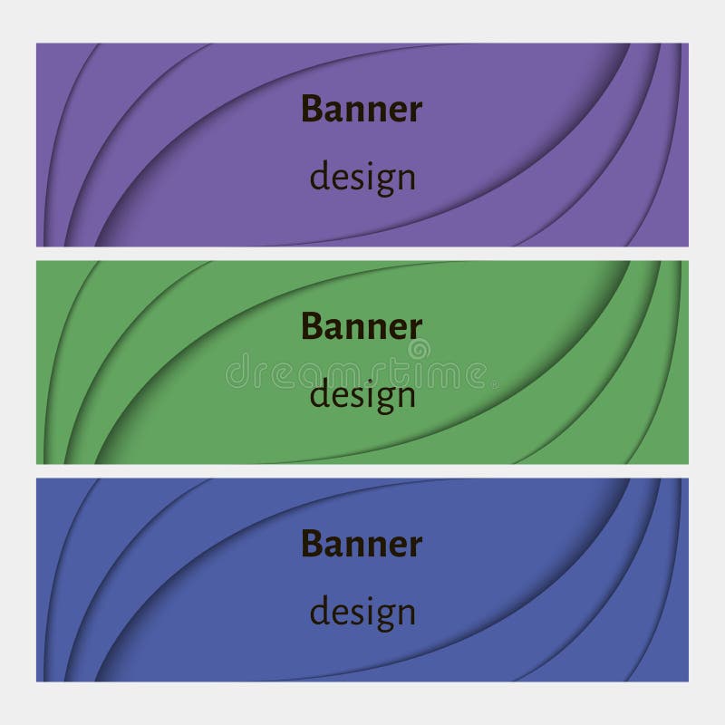 Abstract Web Banners Set with Curve Elements and Shadows. Stock Vector ...