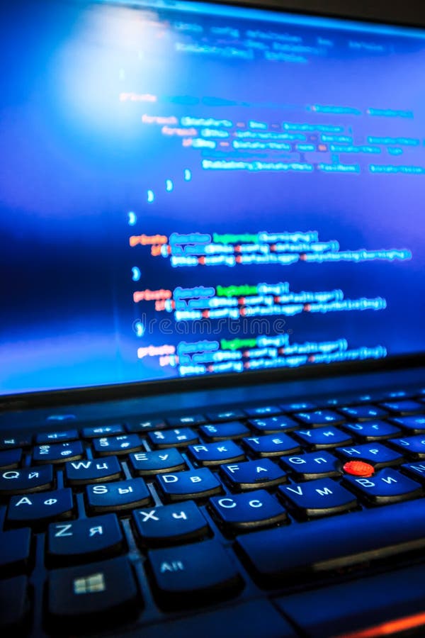 Abstract Web Developer Background. Blue Laptop Screen with PHP Code ... Abstract Web Developer Background. Blue Laptop Screen with PHP Code ...