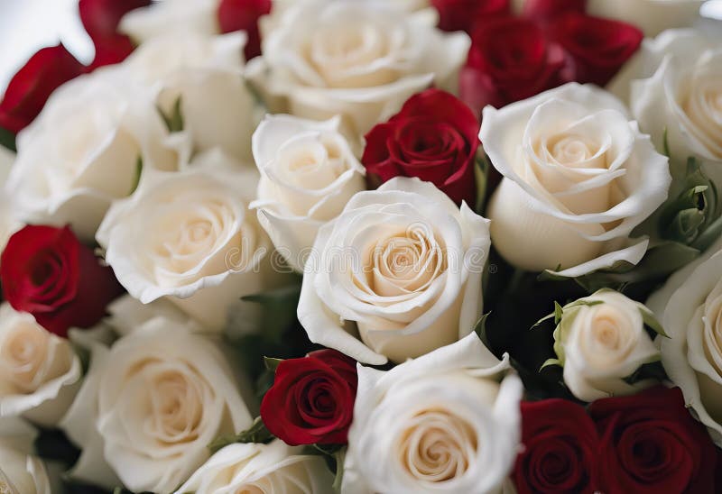 Abstract Wedding Bride Focus Red White Roses Shallow Engagement Bouquet ...