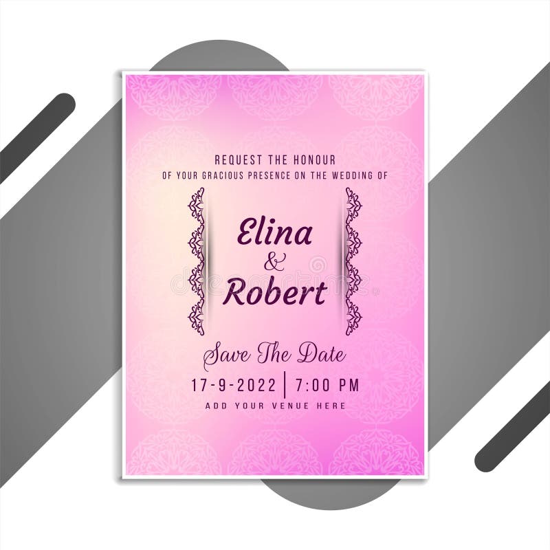 Abstract Wedding Invitation Stylish Card Template Stock Vector ...