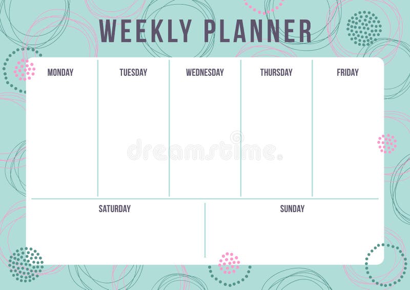 Abstract Weekly Planning Template with Notes on Berry Background in ...
