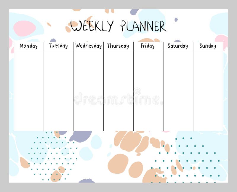Abstract weekly planner stock vector. Illustration of plan - 104917655