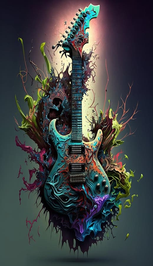 Abstract Weirdcore Guitar. Created Using Ai Generative. Stock ...