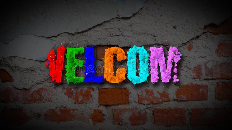 Abstract WELCOME Sign on a Dark Brick Wall Stock Footage - Video of ...