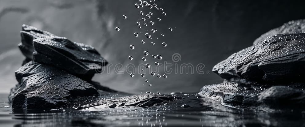 Abstract Wet Rock Formation with Water Dripping and Reflection. Stock ...