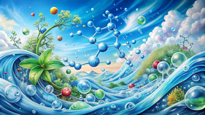 Abstract Whimsical Landscape of Intertwined Nature and Molecular ...
