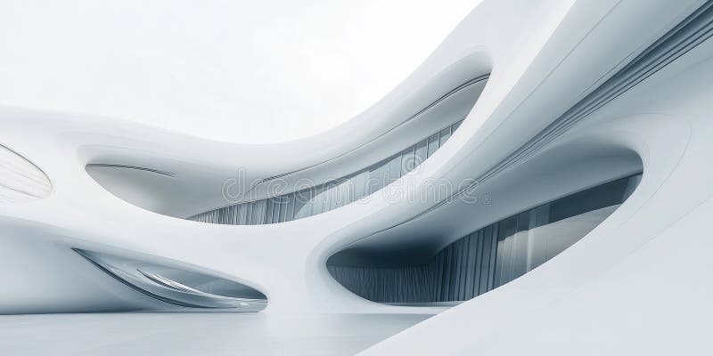 Abstract White Architectural Curves Modern Building Interior Stock ...