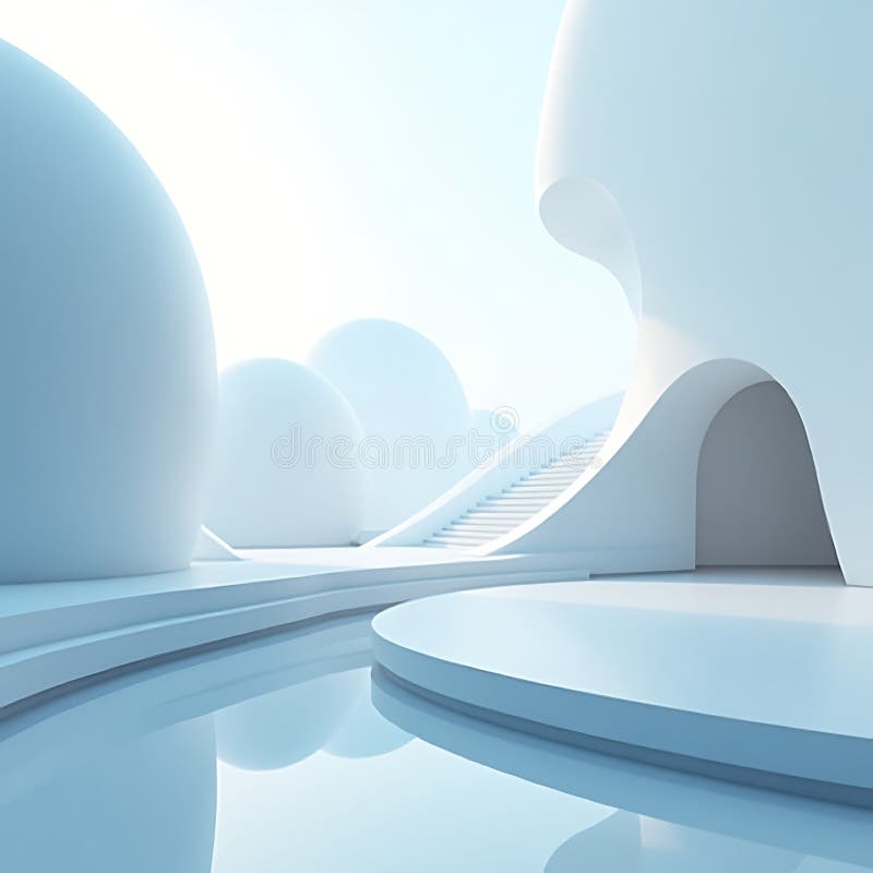 Abstract White Architectural Design with Staircase and Domes Stock ...