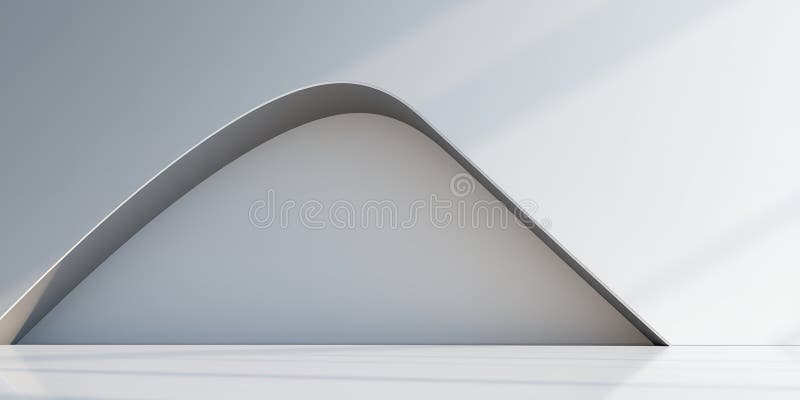 Abstract White Architectural Structure with Curved Element and Light ...