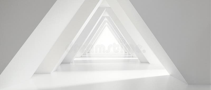 Abstract White Architectural Tunnel with Triangular Geometric Shapes ...