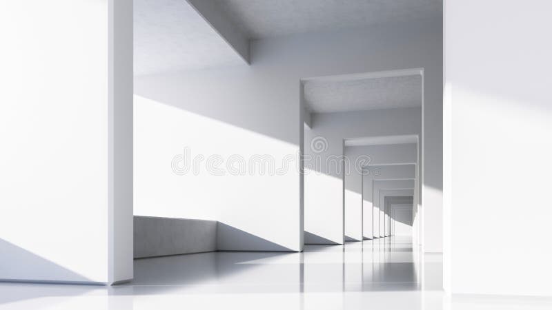 Abstract White Architecture Background. Bright Clean Interior. Empty ...