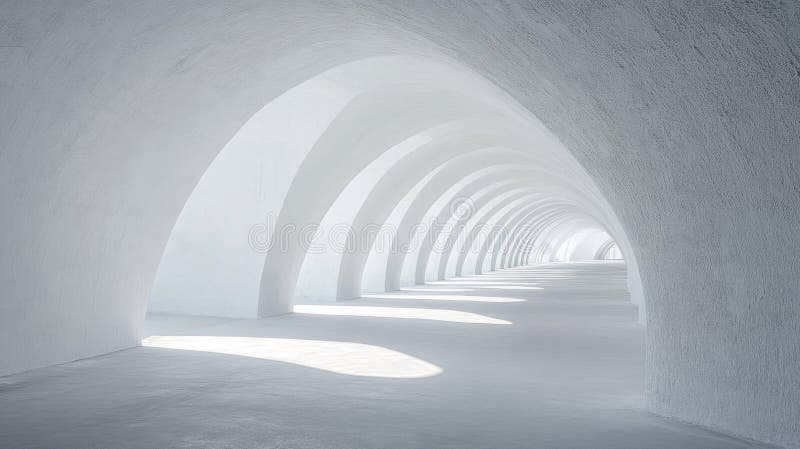 Abstract White Archway Tunnel with Light and Shadow Stock Illustration ...