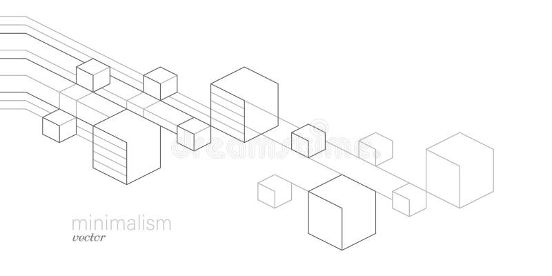 Abstract White Background from Cubes and Lines. Linear Geometric ...