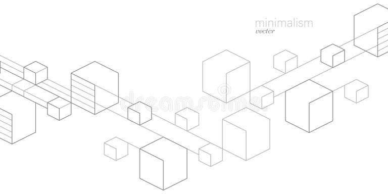 Abstract White Background from Cubes and Lines. Linear Geometric ...