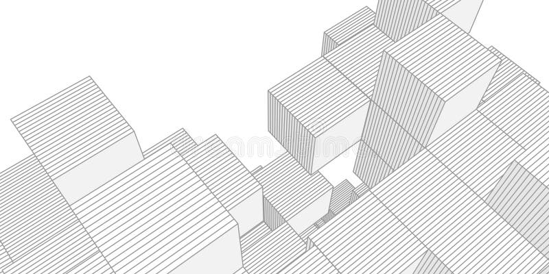 Abstract White Background from Cubes and Lines. Linear Geometric ...