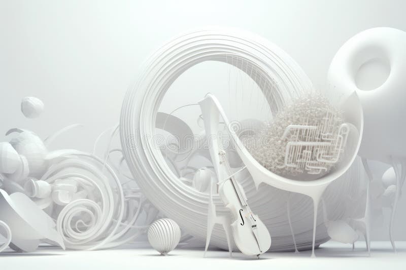 Abstract White Background with Elements of Musical Instruments and ...