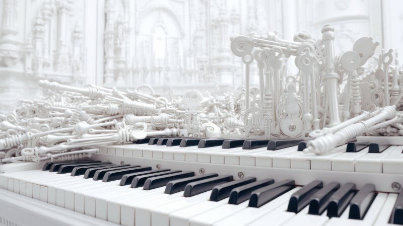 Abstract White Background with Elements of Musical Instruments and ...