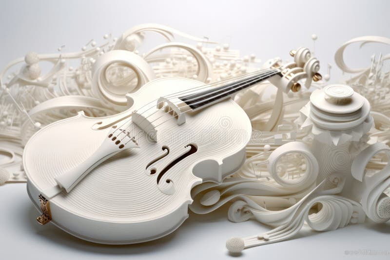 Abstract White Background with Elements of Musical Instruments and ...