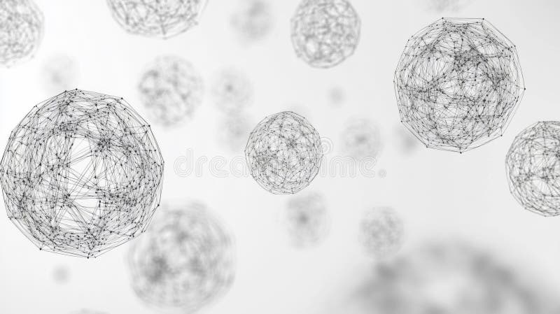 Abstract White Background with Floating Spherical Geometric Network ...