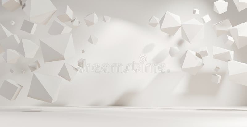 Abstract White Background with Grometry Objects , 3d Rendering Stock ...