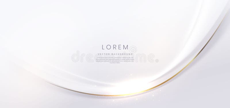 Abstract White Background Light Gold Shape with Gold Lines Curved with ...