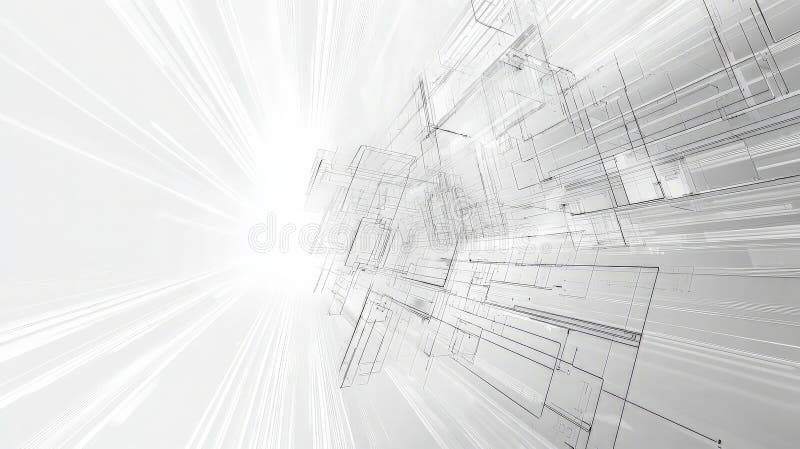 Abstract White Background with Lines and Shapes Creating a Futuristic ...