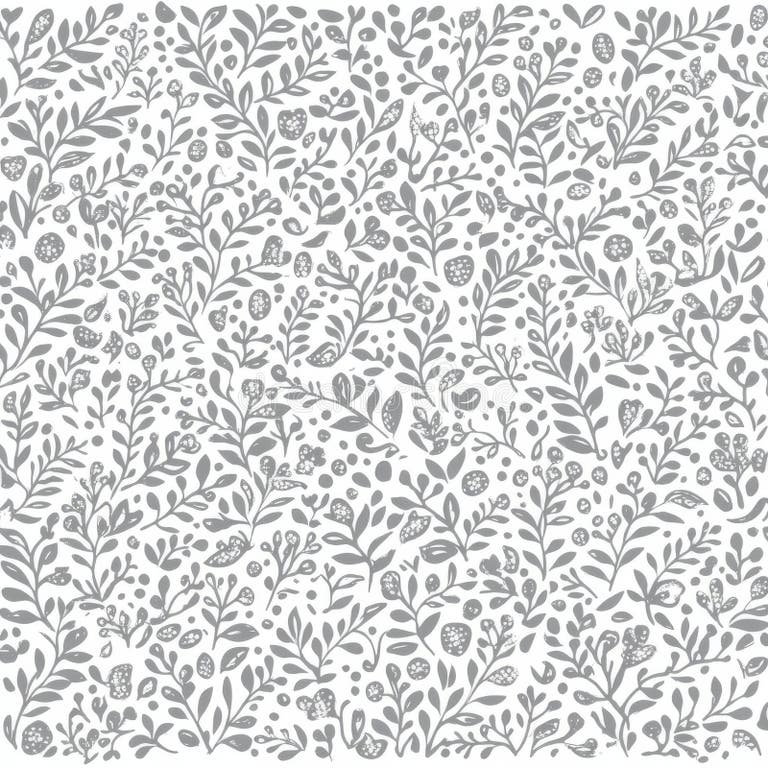 An Abstract White Background with Modern Grey Floral Pattern Stock ...