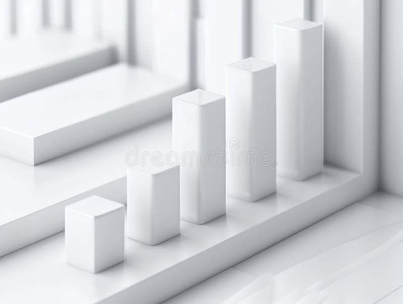 Abstract White Bar Graph Rising in a Clean, Minimal Design, Symbolizing ...