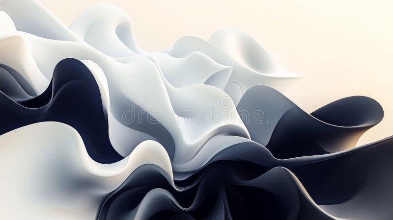 Abstract White and Black Fluid Form Sculptures Stock Illustration ...