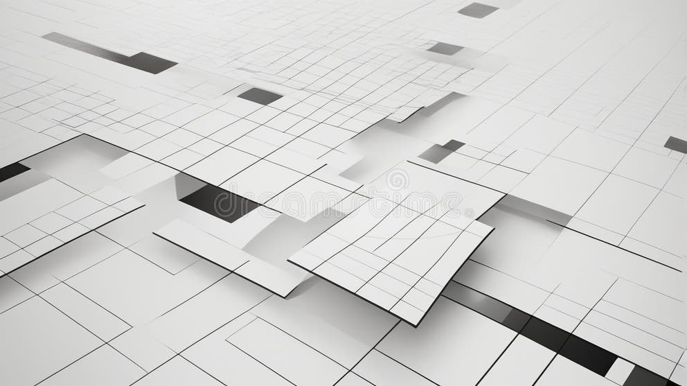 Abstract White and Black Geometric Pattern with Grid Lines and ...