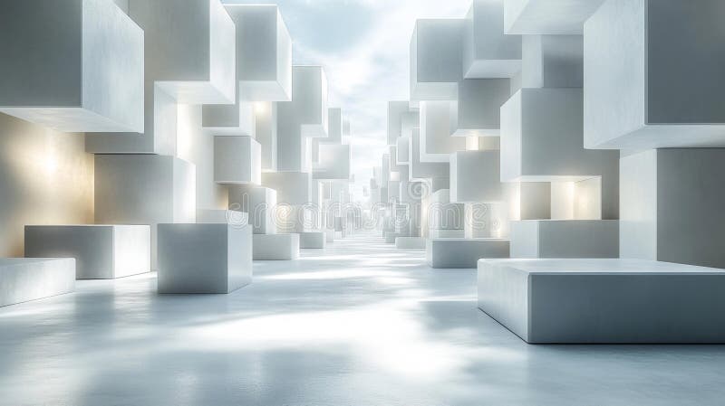 Abstract White Blocks Pathway Stock Illustration - Illustration of ...