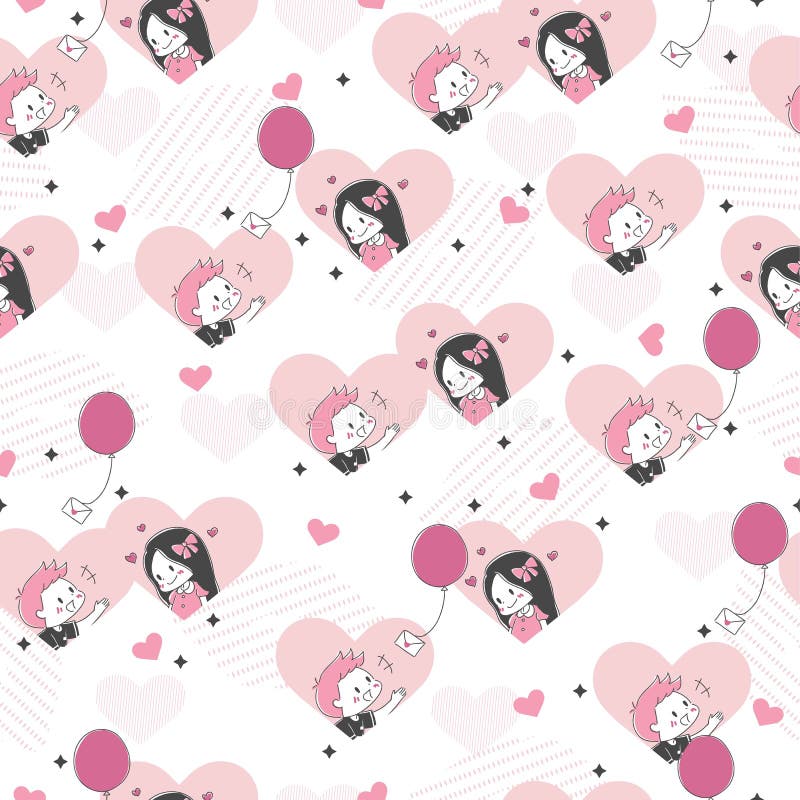 Abstract Pink Love Boyfriend Girlfriend Graphic Silhouette Seamless ...