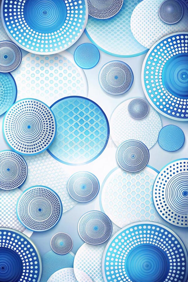 Abstract White and Blue Geometric Background with Round Shapes Stock ...