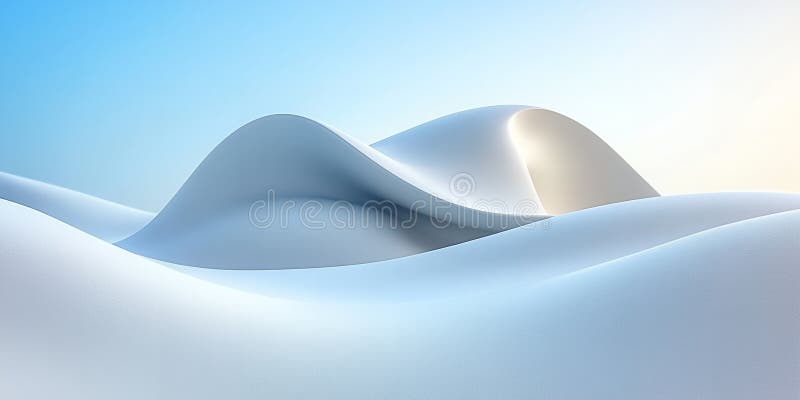 Abstract White Blue Smooth Waves 3D Render Digital Art Background Sky ...