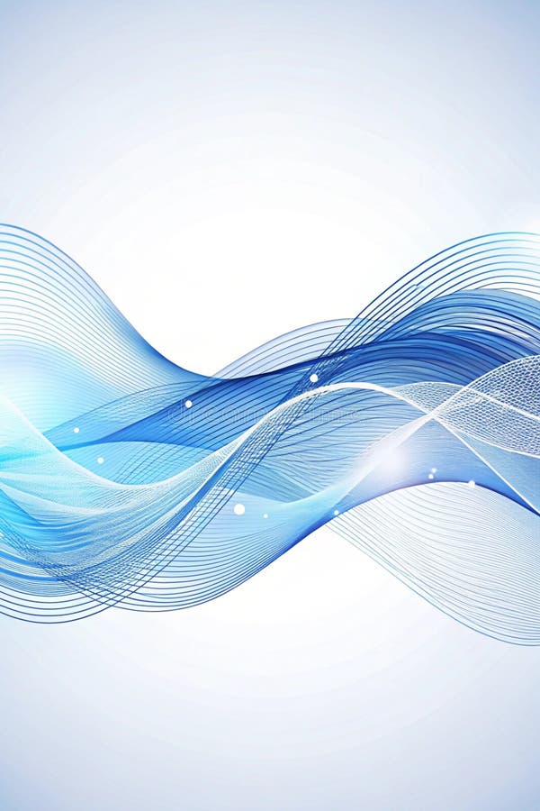 Abstract White and Blue Wavy Lines Technology Background Stock ...