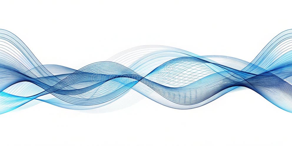 Abstract White and Blue Wavy Lines Technology Background Stock ...