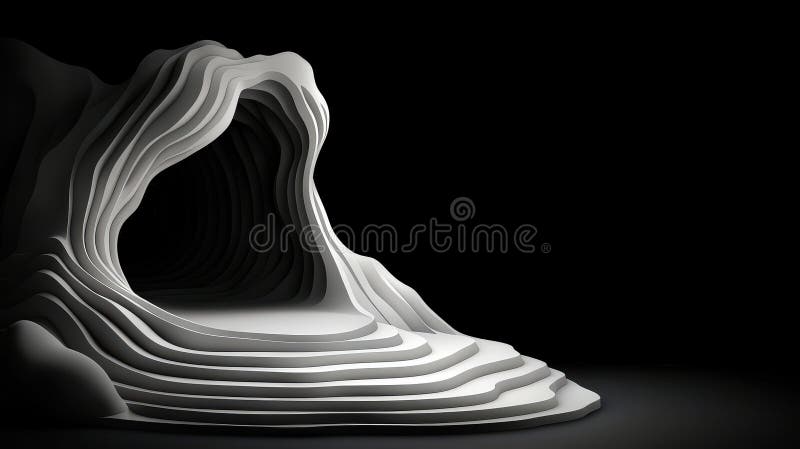 Abstract White Cave Design with Layered Structure and Smooth Curves in ...