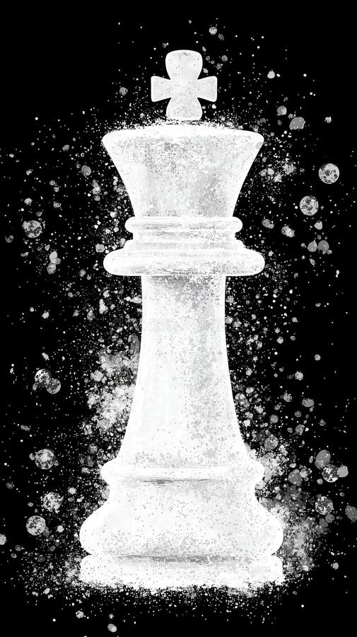 Abstract White Chess King Piece in Splash Art Strategy Game Concept ...