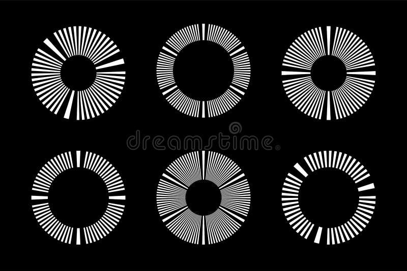 Abstract White Circle Design Elements on Black Background Stock Vector ...