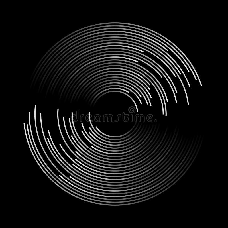 Abstract White Circle Lines on Black Background. Logo, Icon or Design ...