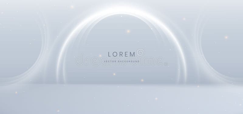 Abstract White Circles Lines on Grey Background. with Lighting Effect ...