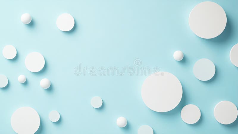 Abstract White Circles and Spheres on Blue Background Stock ...