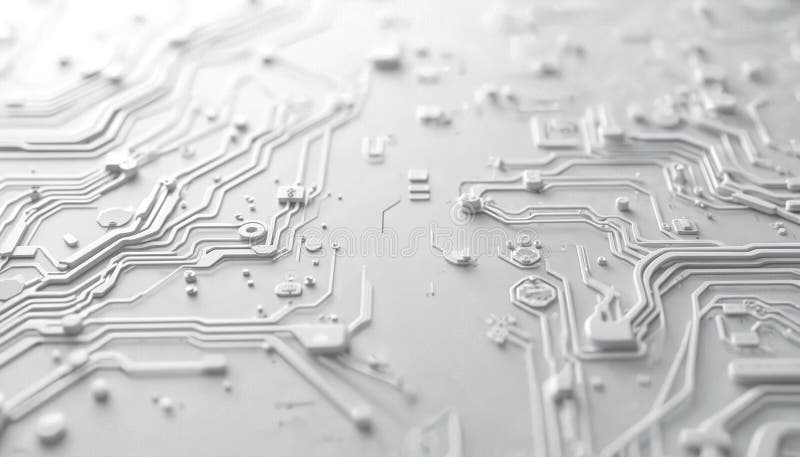 Abstract White Circuit Board Pattern, Intricate Electrical Connections ...