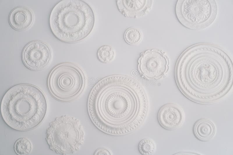 Abstract White Circular Bas-Relief Sculptures on a Clean Background ...