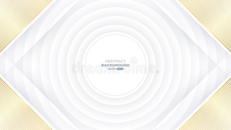 Abstract White Circular Layer with Golden Lines Background Stock Vector ...