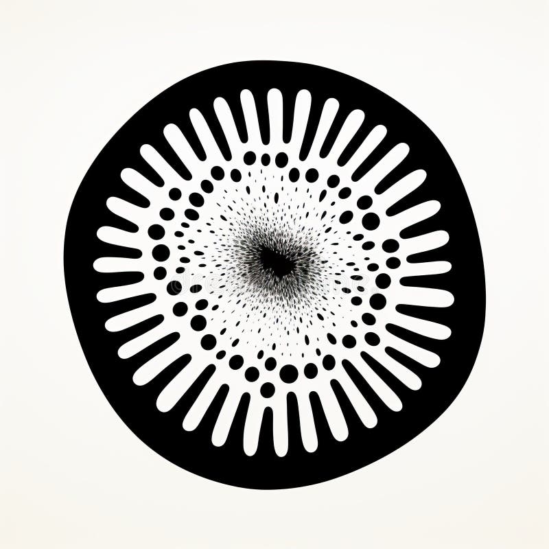 Abstract White Circular Pattern: Minimalist Surrealist Wood Engraving ...